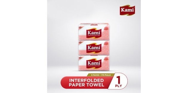 Kami Interfolded Paper Towel 1Ply 175 Pulls x 3 Packs