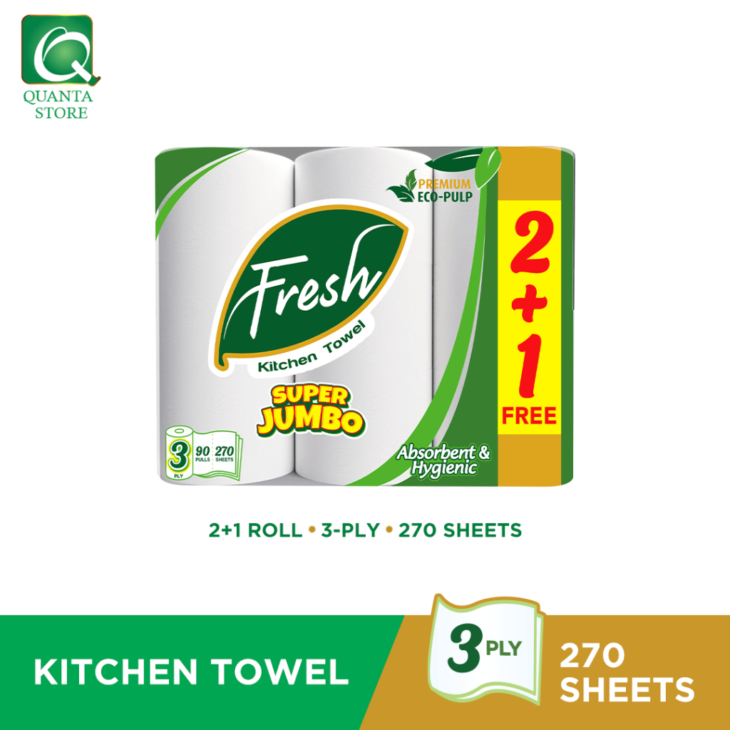 Fresh Premium Eco-pulp Kitchen Towel 3PLY 2+1
